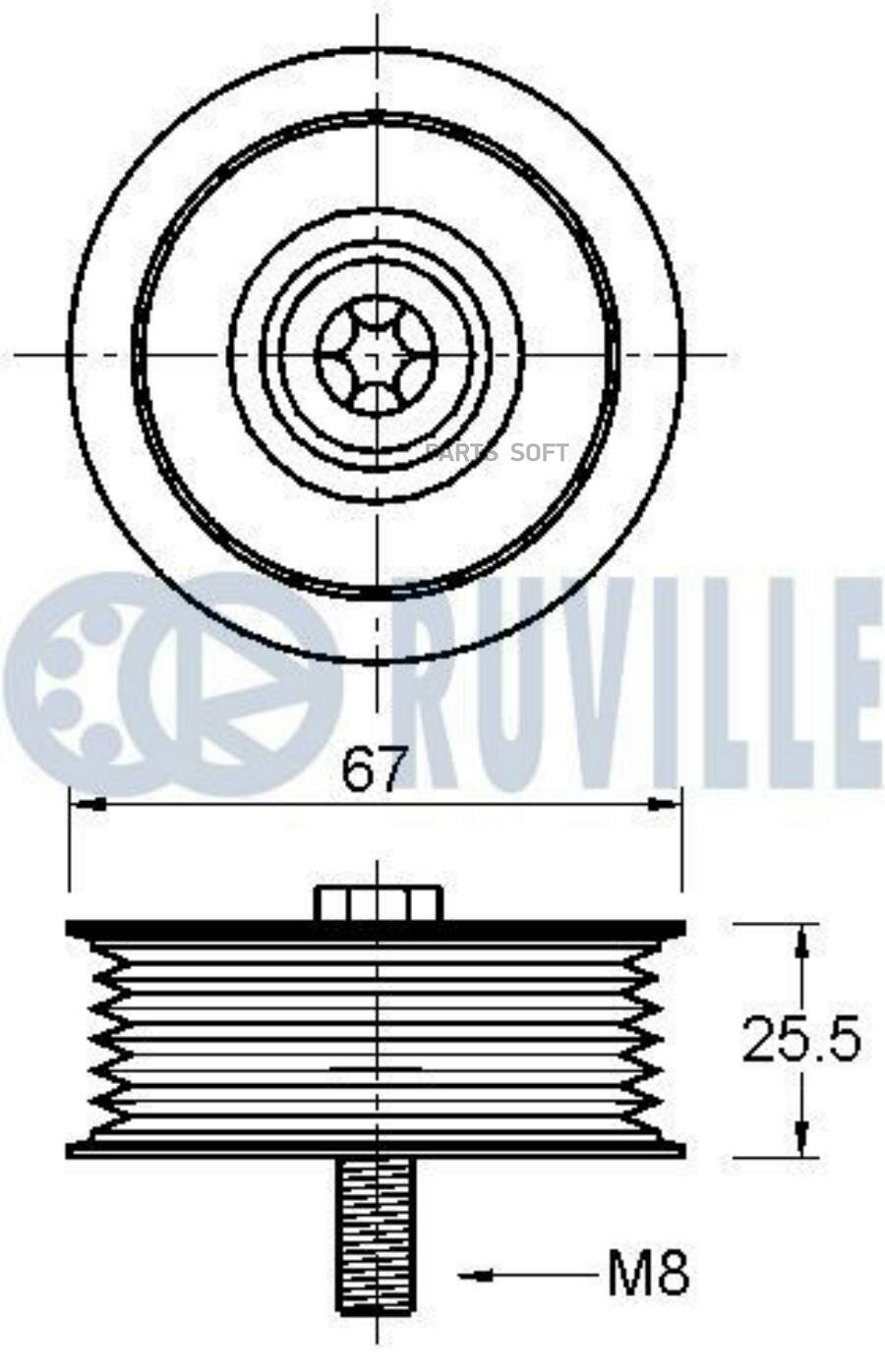 542203 RUVILLE Ролик руч. ремня MERCEDES W203,204,211,212, SPRINTER 05=>