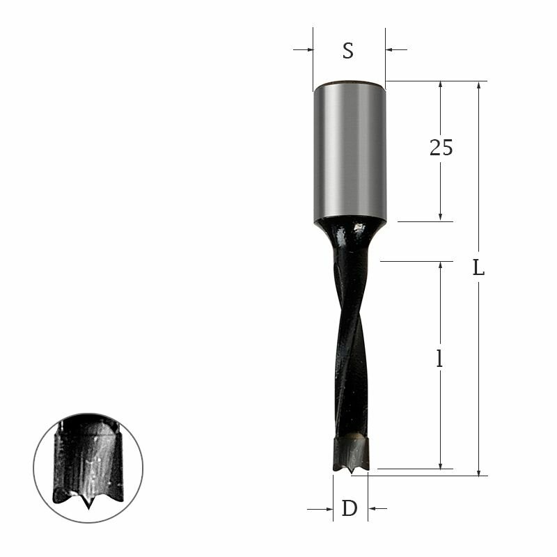Сверло присадочное глухое левое WOODWORK D5 L57 S10