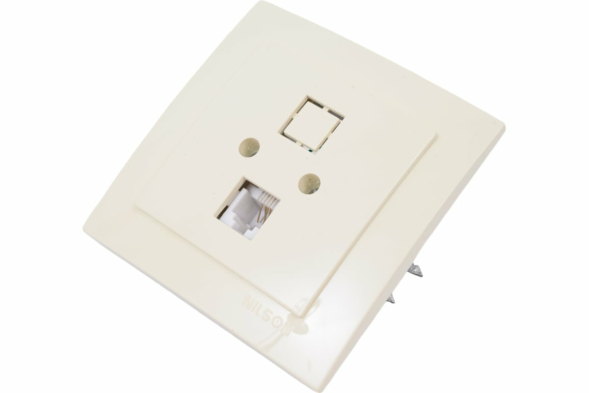 NILSON Телефонная розетка 1СП RJ11 крем Touran naturel 24121040 для монтажа на стене