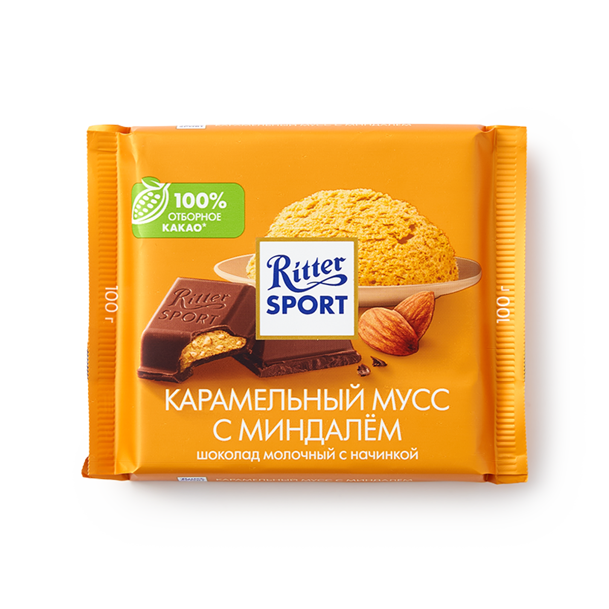 Шоколад Ritter Sport "Карамельный мусс", молочный, с миндалем, 100г