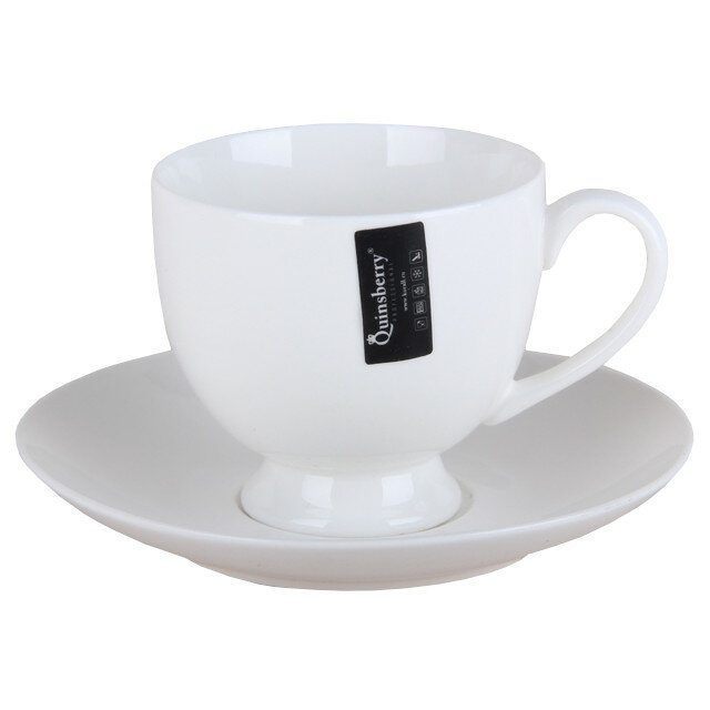 Чашка с блюдцем QUINSBERRY "Barista" 220 мл, фарфор, на ножке