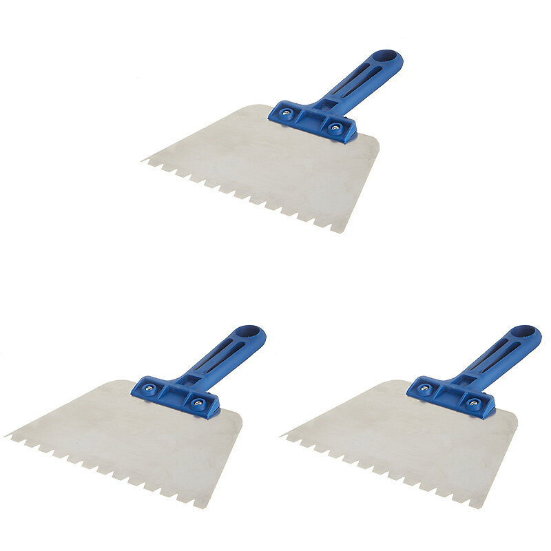 Шпатель для клея зубчатый 180 мм В11 нержавеющая сталь с пластиковой ручкой (3 шт.)