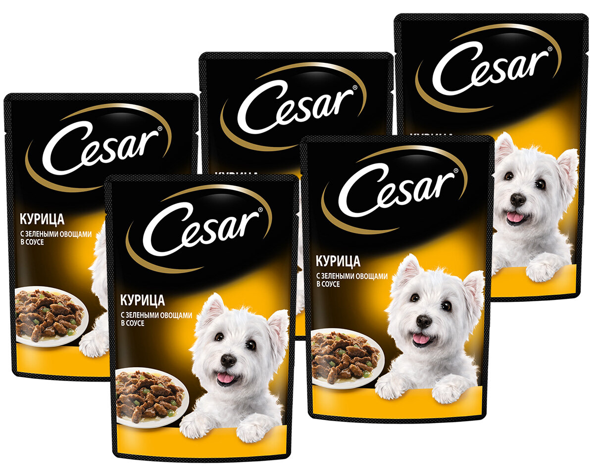 CESAR для взрослых собак маленьких пород с курицей и зелеными овощами пауч 85 гр 85 гр х 5 шт