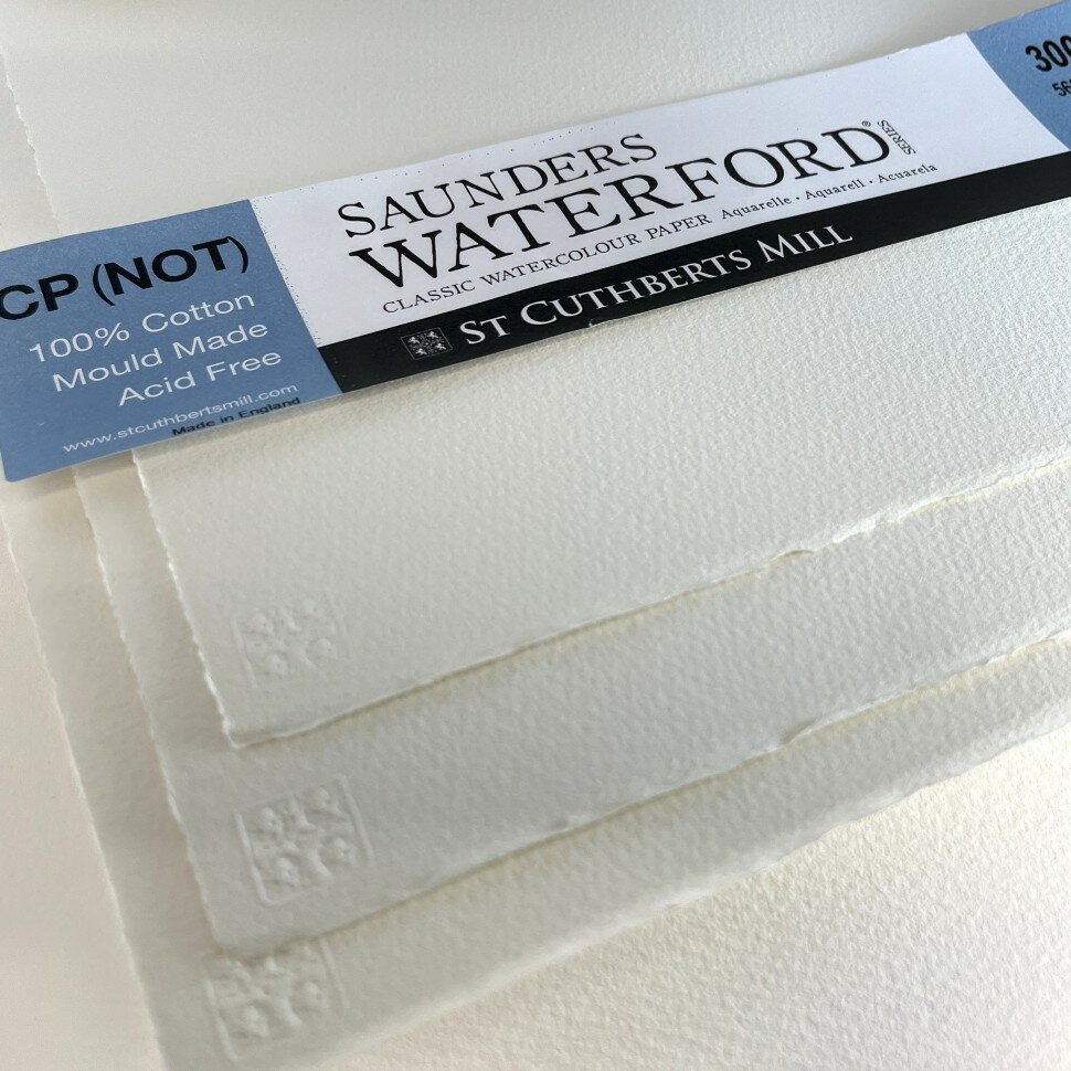 Акварельная бумага 3 листа 56х76см, 300гр/м2, C, P, Saunders Waterford, White, артикул 5123000102CB-03
