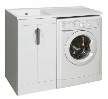 Тумба с раковиной Runo Лира 45 , белая, ум Gamma 105 белая, с крылом справа