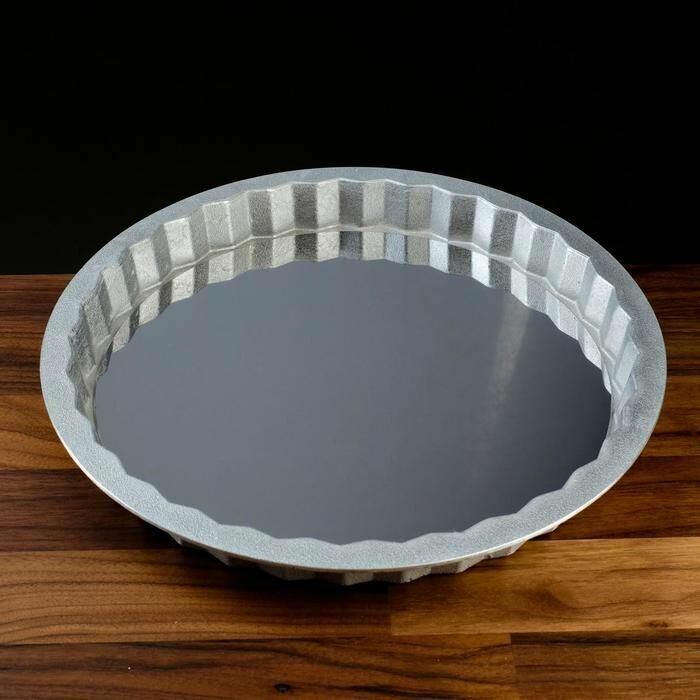 Форма для выпечки чизкейка круглая 30,5х26,5х3,5см литой алюминий рифленая