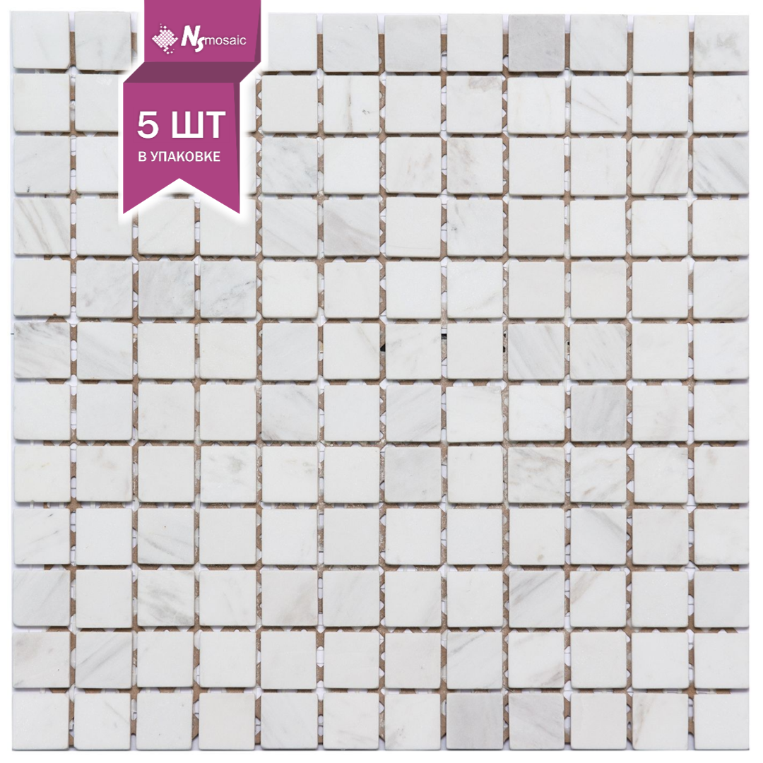 Мозаика из мрамора NSmosaic K 733, белая/серая полированная, 298х298 мм, упаковка 5 шт