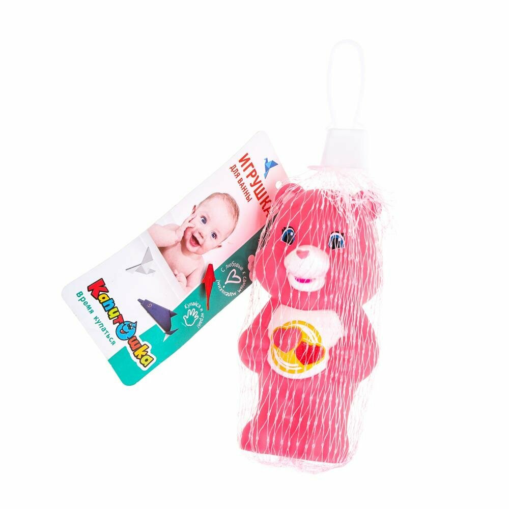 Игрушка Заботливый мишка, 10 см. для ванны, в сетке Играем Вместе YF2-MISHKAPINK