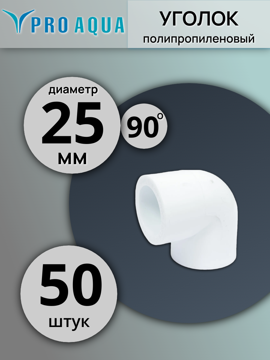 Уголок полипропиленовый 25 90 градусов Pro Aqua (50 шт.)