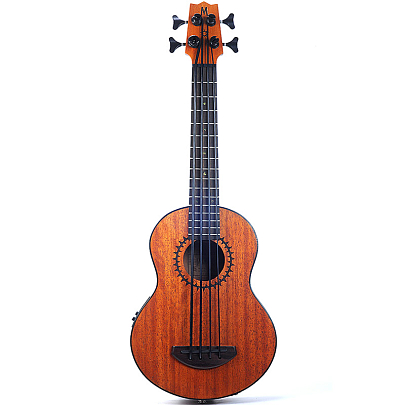 Mahalo MB1TBR Укулеле бас электроакустическая с чехлом, верхняя дека - нато, нижняя дека - нато, гриф - махагони, струны Aquila Super Nylgut, цвет Trans. brown, матовая, серия Bass