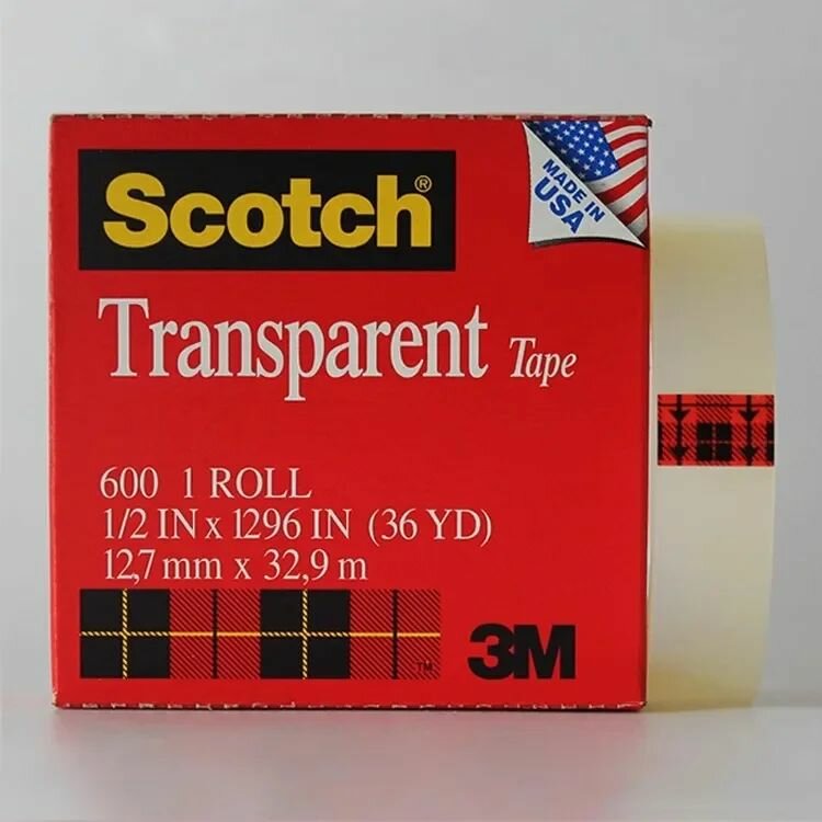 Лента невидимая 3M Scotch 600, немаркирующая тестовая лента, 12,7мм*32,9м