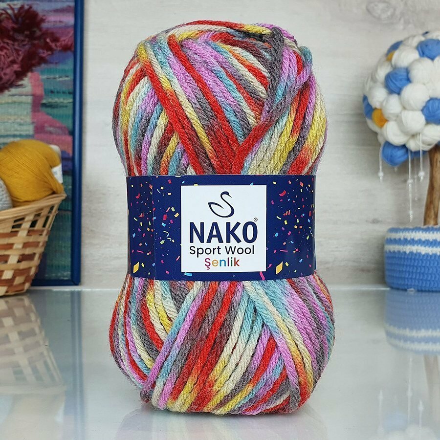Пряжа Nako SPORT WOOL SENLIK 87736 принт (5 мотков)