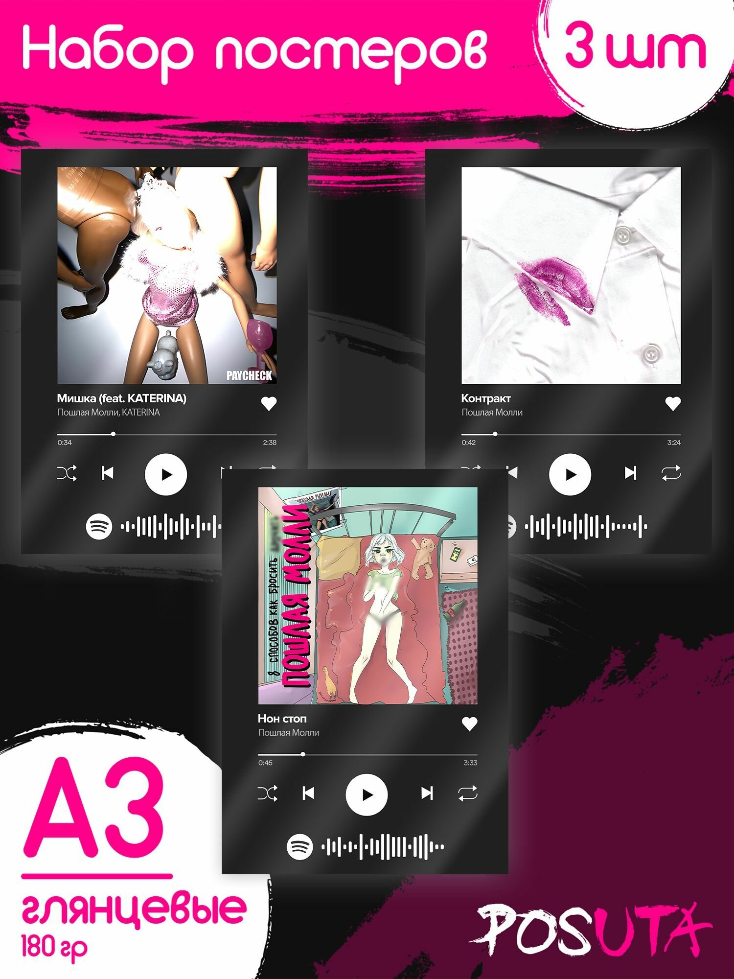 Постеры на стену Spotify на стену Пошлая Молли спотифай