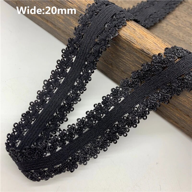 Черная эластичная лента Спандекс/полиэстер 10/15/20/25 мм CyanRafts Черный, 02, 2 yards