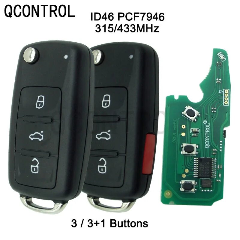 QCONTROL умный автомобильный дистанционный ключ без ключа для Audi A8 S8 2003 2004 2005 2006 2007 2008 2009 315 и 433 МГц 4E 0837220 Б/ДЖ/Л/Д/М/Е/Н 4 buttons, 433MHz