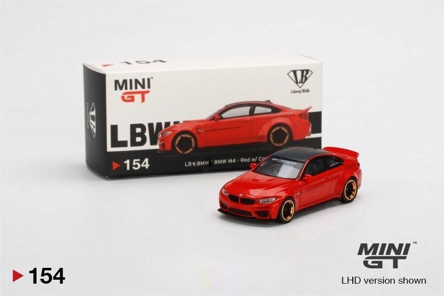 Машинка TSM MiniGt 1/64 #154 LB WORKS BMW M4 Red W Copper Wheel Simulation Die-cast Alloy Car Model Collection Gifts