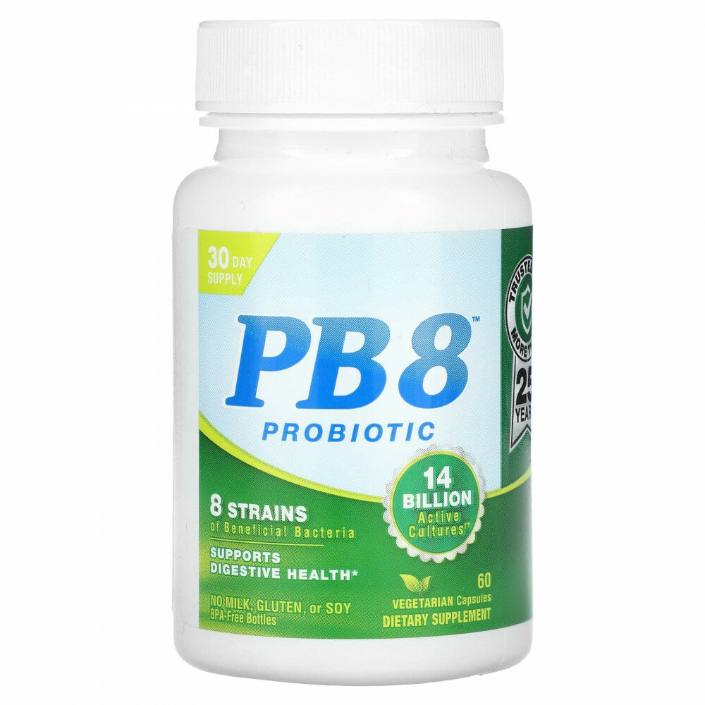 Nutrition Now, PB 8™, пробиотик, 60 вегетарианских капсул (7 млрд КОЕ в 1 капсуле)