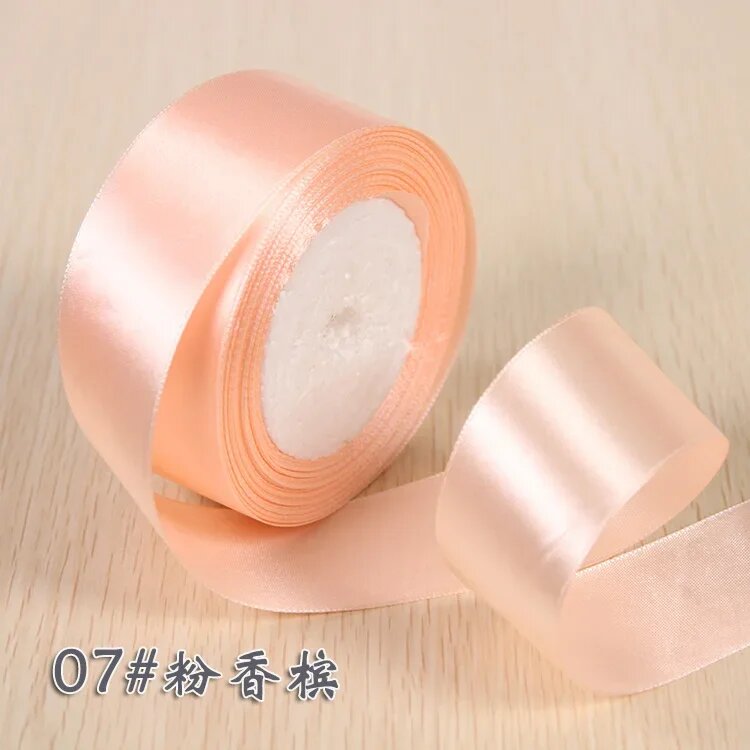 Ленты атласные полиэстеровые Wusmart 6-10-12-15-20-25 мм Pink Champagne, 15mm Width