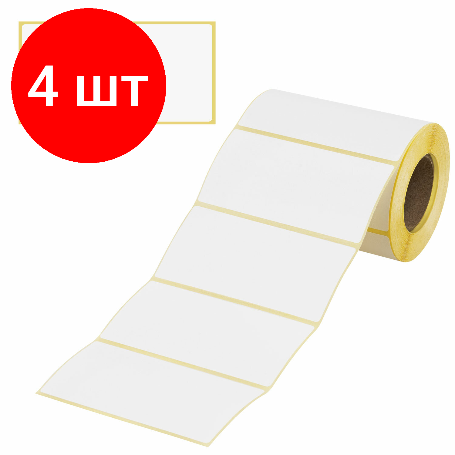 Комплект 4 шт, Этикетка ТермоЭко (100х50 мм), 500 этикеток в ролике, светостойкость до 2 месяцев, 111963