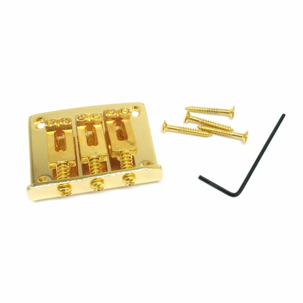 Аксессуар для струнных, Бридж для 3-струнной гитары с подставкой для струн, Гитарный бридж - золотой, 1 комплект