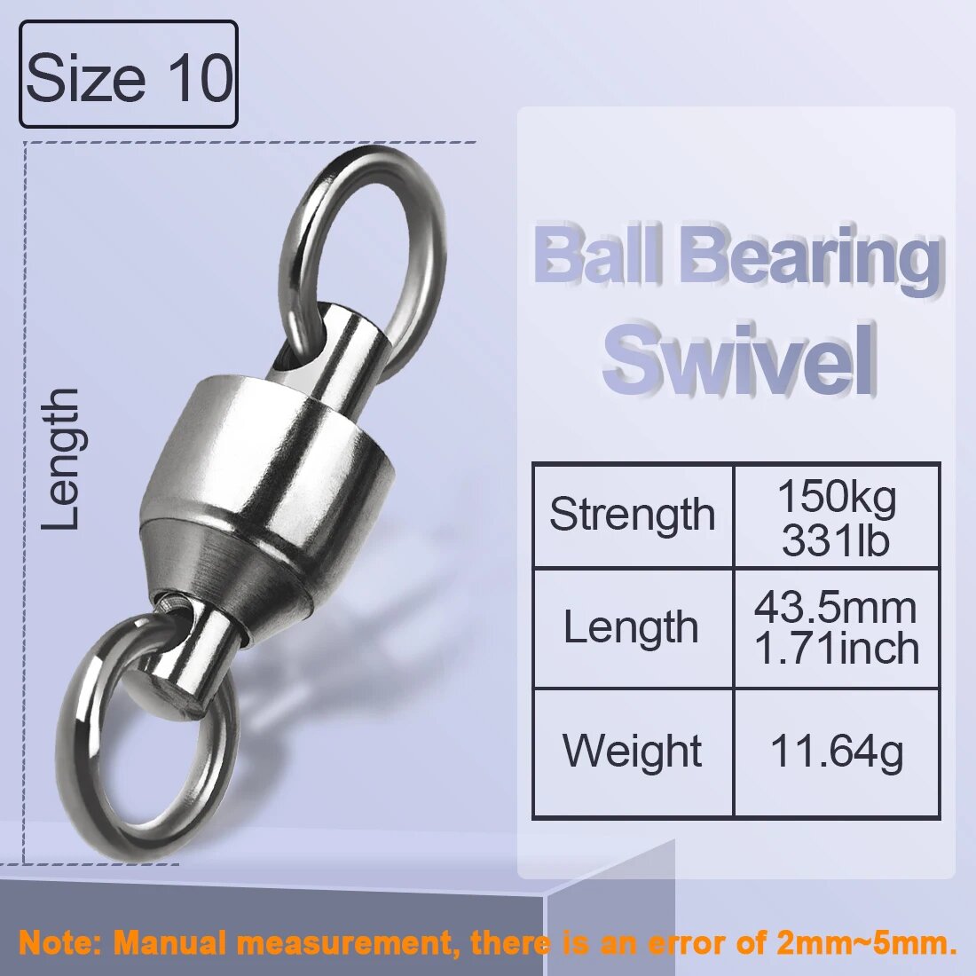 Рыболовные вертлюги FishTrip из нержавеющей стали 10Pcs, Size10 (331lb 43mm)