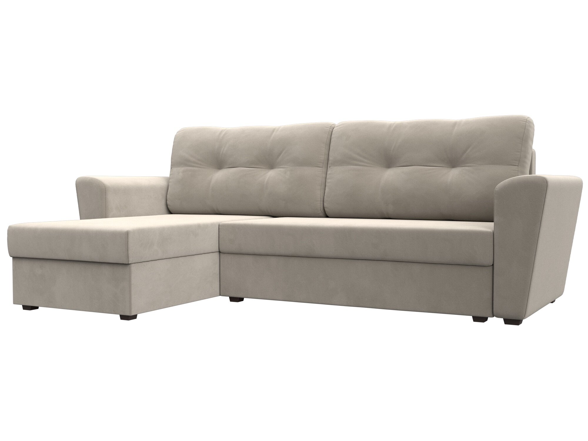 Диван угловой Амстердам Лайт L, 3-местный, размер: 235х140см, спальное место: 127х197см, микровельвет, бежевый