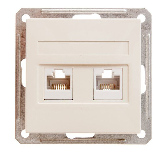Розетка Systeme Electric RSI-251KK5E-2-86 Wessen 59 Беж компьютерная 2-ая RJ45 кат.5e