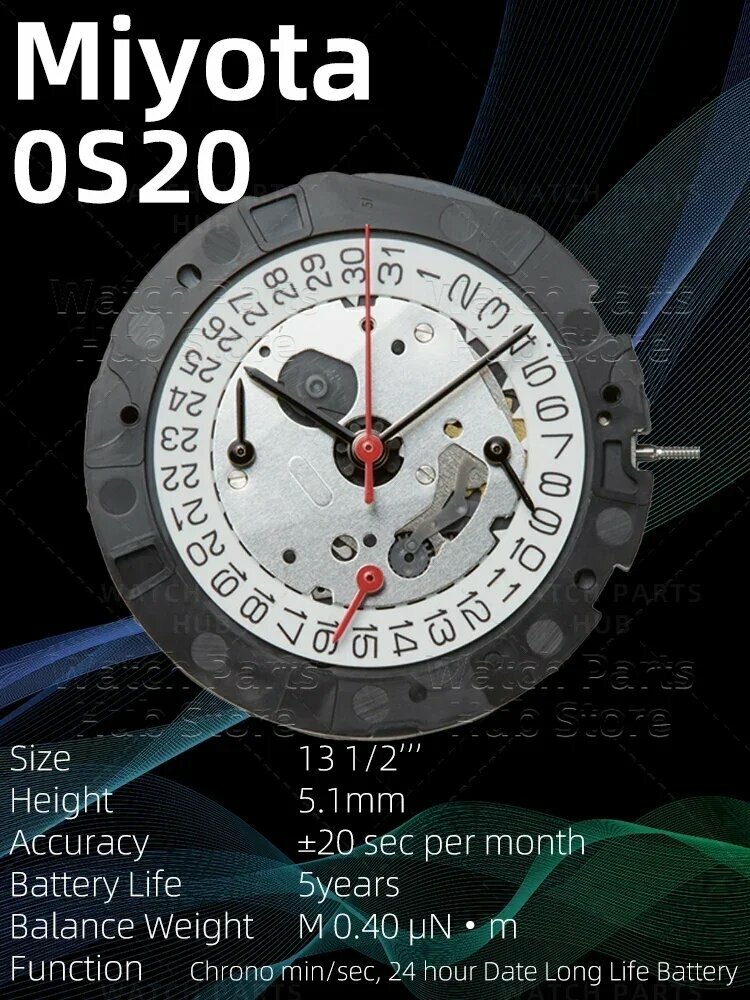 Механизм для часов Miyota 0S20 OS20 Date At 6