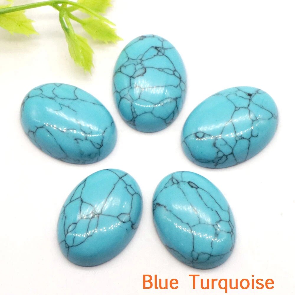 50шт овальных кабошонов Blue Turquoise 18x25 мм