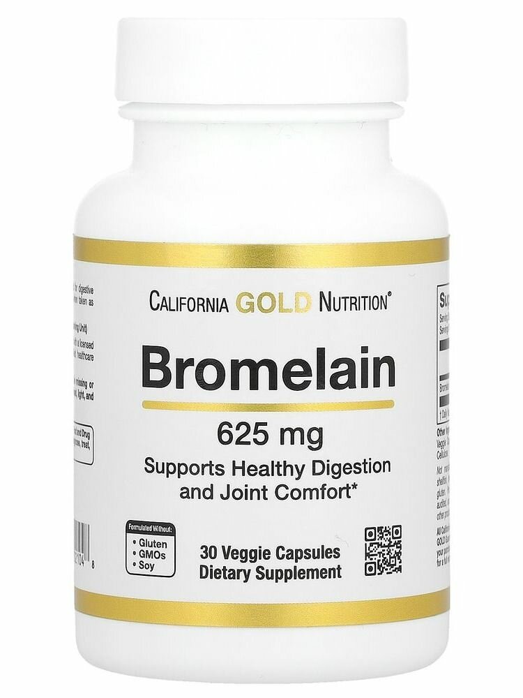 Бромелаин, 500 мг, 30 растительных капсул