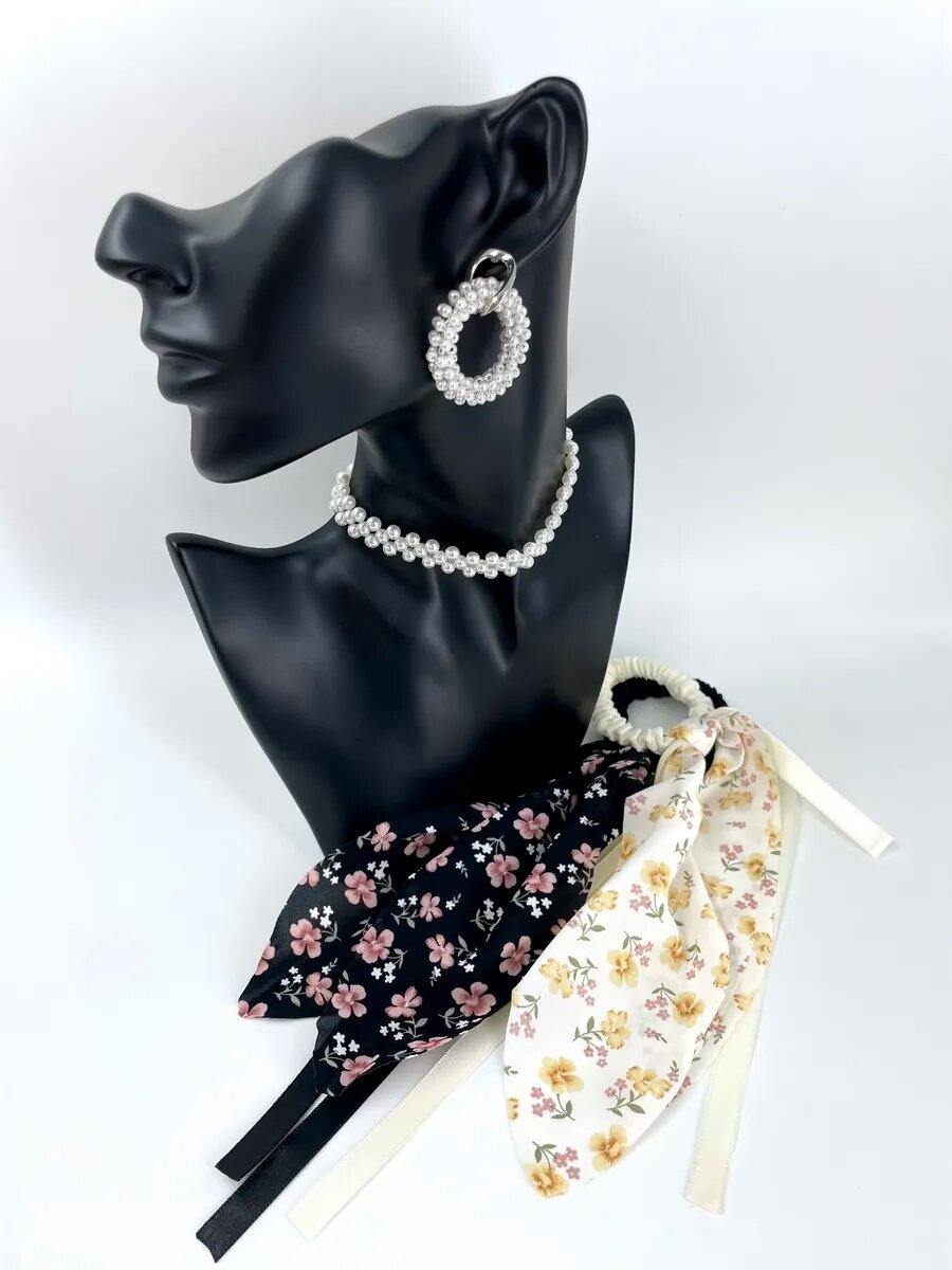 Комплект бижутерии: чокер, жемчуг имитация