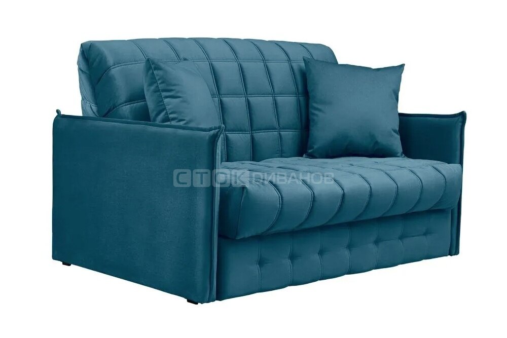 Диван Сток Диванов Монро, бирюзовый велюр, 157 см, механизм аккордеон на металлокаркасе