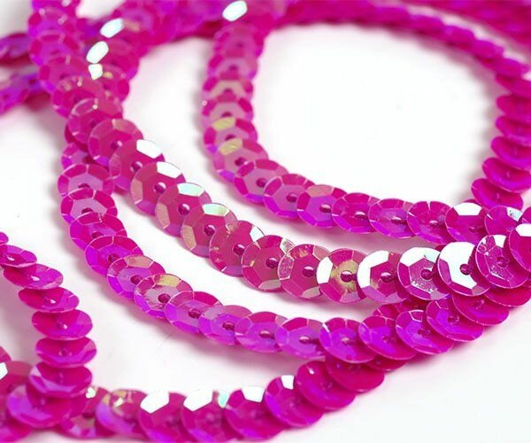 Пайетки Magic 4 Hobby "Cream Colour", на нитях, 6 мм, цвет A89 насыщенный розовый, 73,12 м