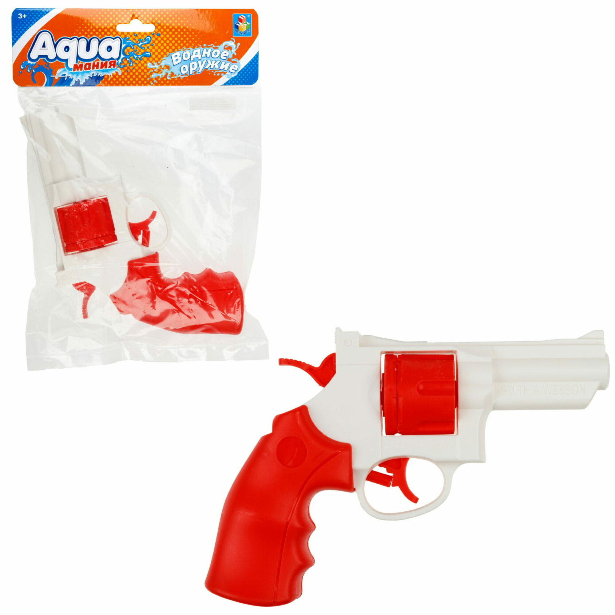 Водный пистолет револьвер 1TOY Аквамания, водяной, маленький, мини, механический