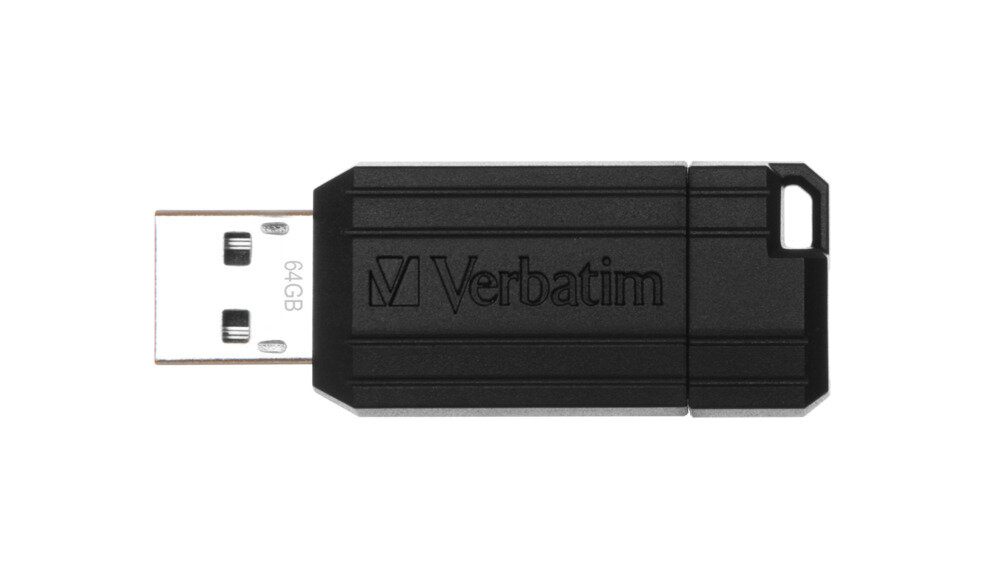 USB-накопитель Verbatim USB 2.0 DRIVE PinStripe, 64 ГБ черный