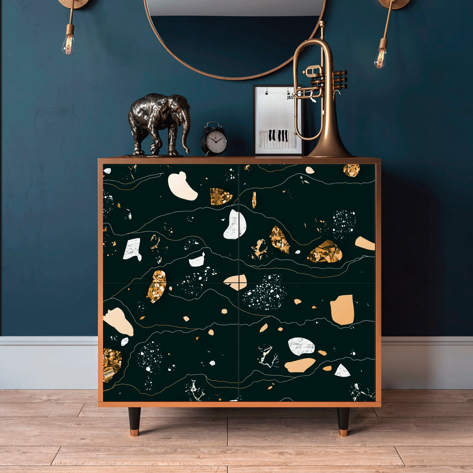 Комод - STORYZ - BS3 Space Rocks, Размер - 94 x 96 x 48 см, Цвет корпуса - Орех