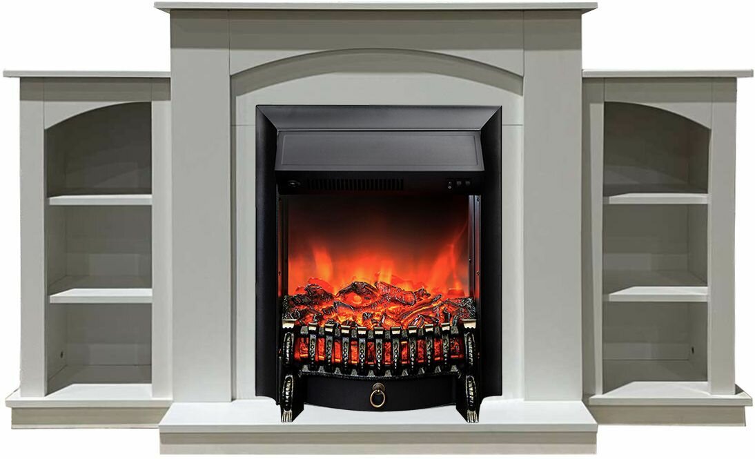 Камин электрический лидеркамин Скандинавия LUX WT с очагом Fobos (электрокамин)