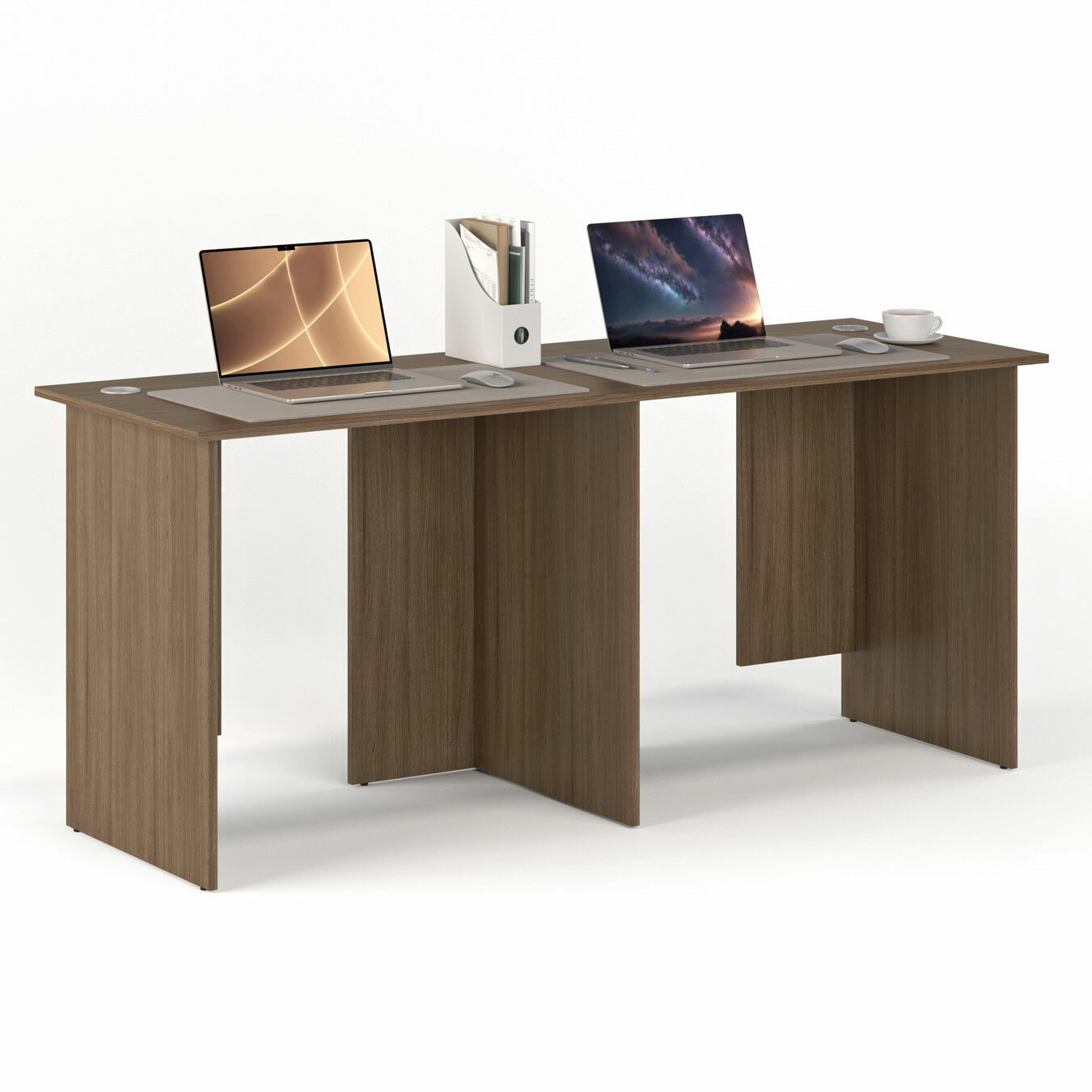 Письменный стол для двоих 7043 (цвет: ясень шимо тёмный)