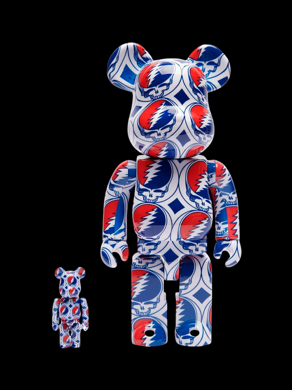 Коллекционная оригинальная фигура Bearbrick Grateful Dead Steal Your Face 400% 100% / 28 см высота / ABS пластик