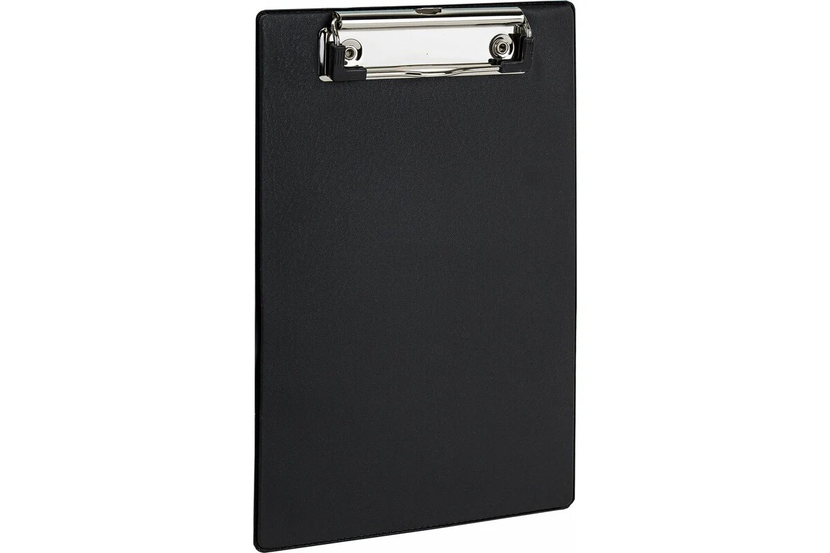 STAFF доска-планшет А5 158x230 мм с прижимом, картон/ПВХ, черная, малый формат 229556