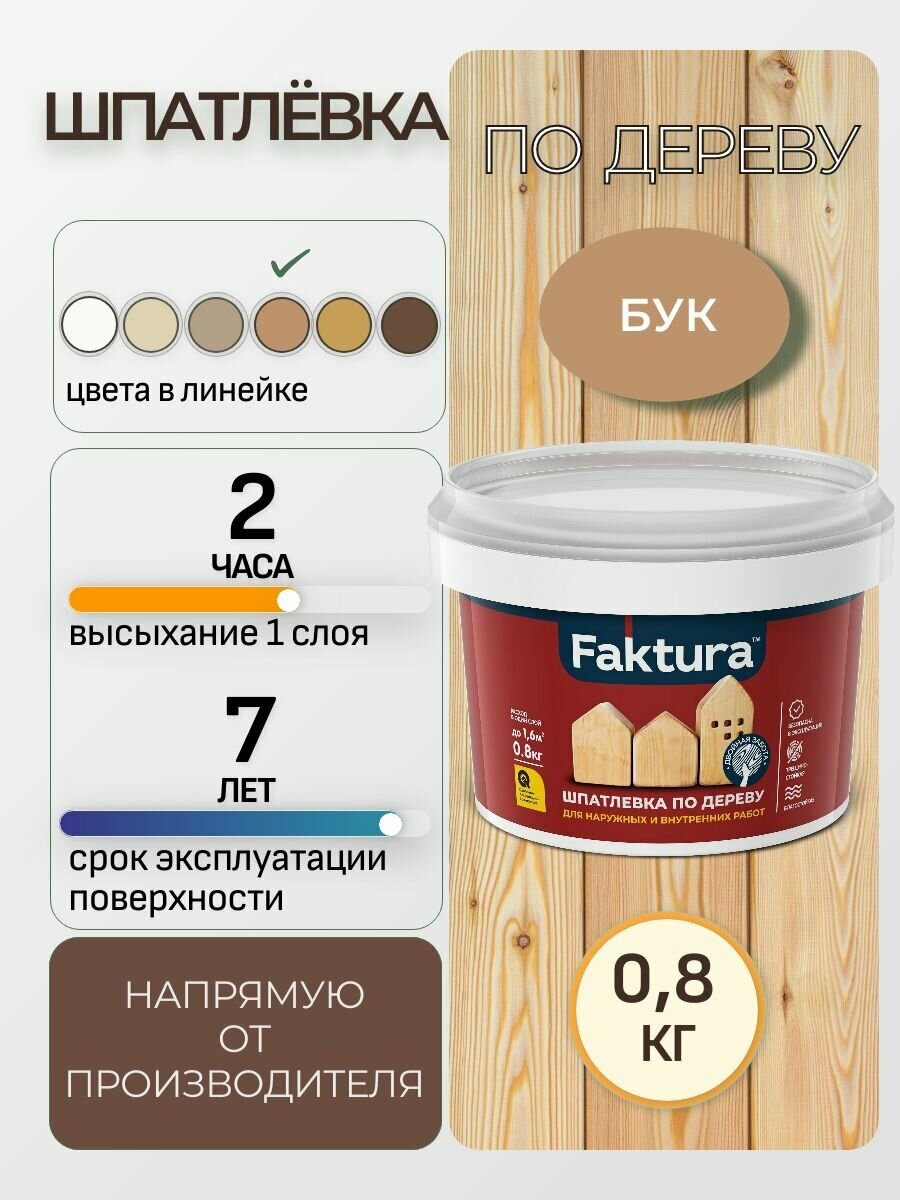 Шпатлевка FAKTURA по дереву бук, банка 0,8 кг