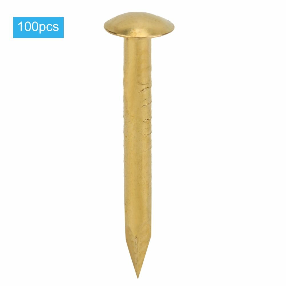 100 шт. латунных гвоздей с круглой головкой, длина 15 мм, винтажная бронзовая отделка, аксессуары для самостоятельного изготовления крепежа для столярных работ и декорирования