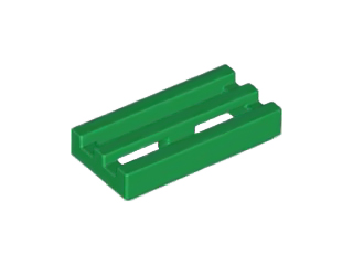 Tile, Modified 1 x 2 Grille with Bottom Groove, 2412b Green N