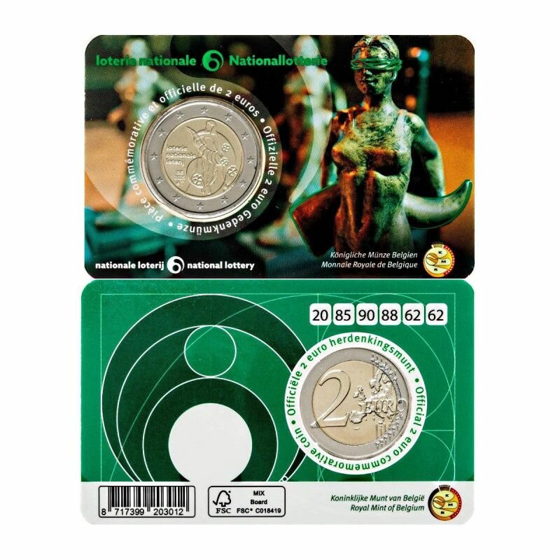 2 евро Бельгии 2025 года. Национальная лотерея (в блистере)