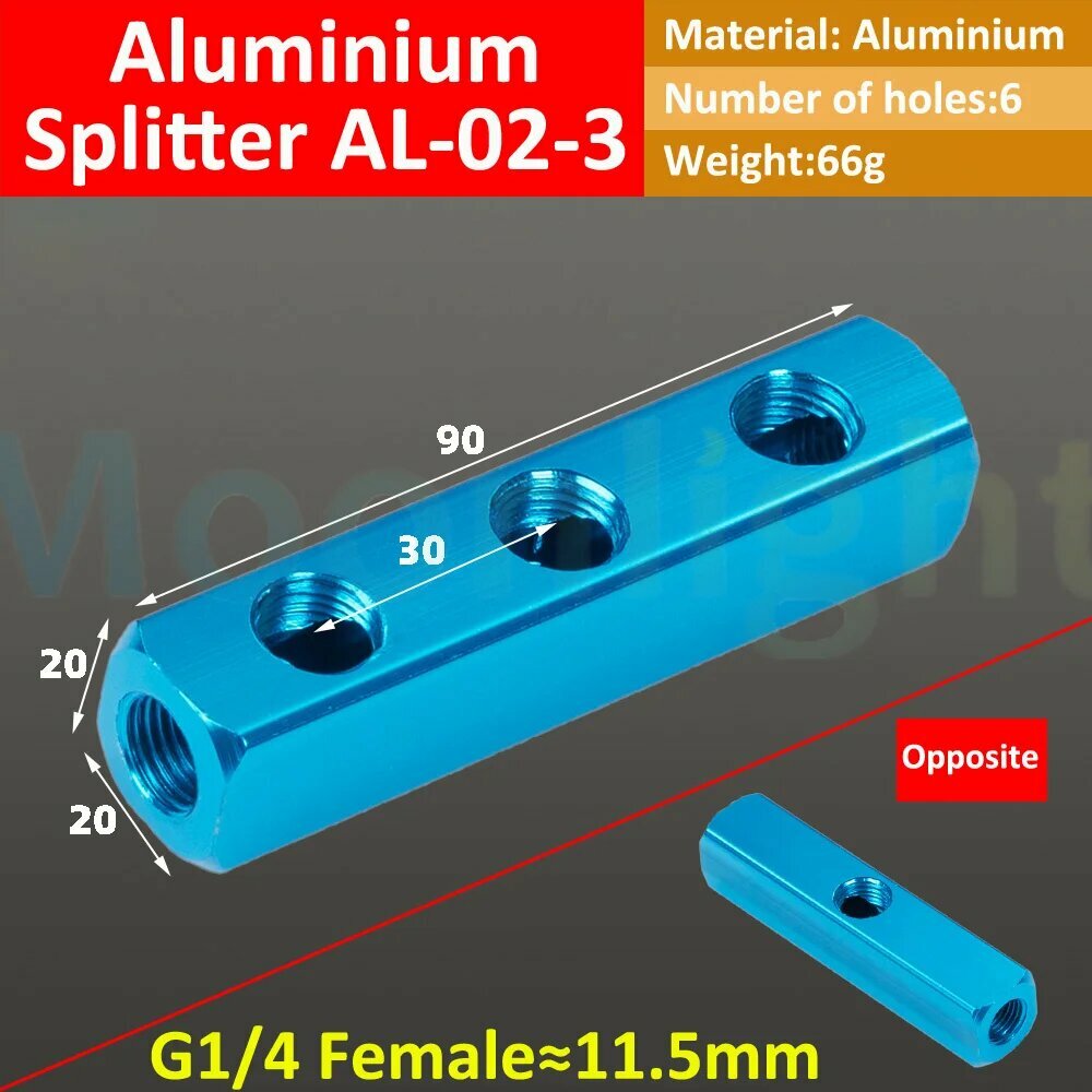 Алюминиевый пневматический распределитель 1/4" AL-02-3P