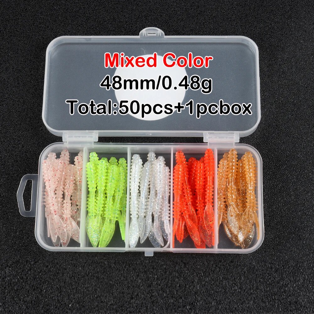 Мягкие приманки JOHNCOO, 50 шт, 48 мм, 0.48 г, Mixed Color