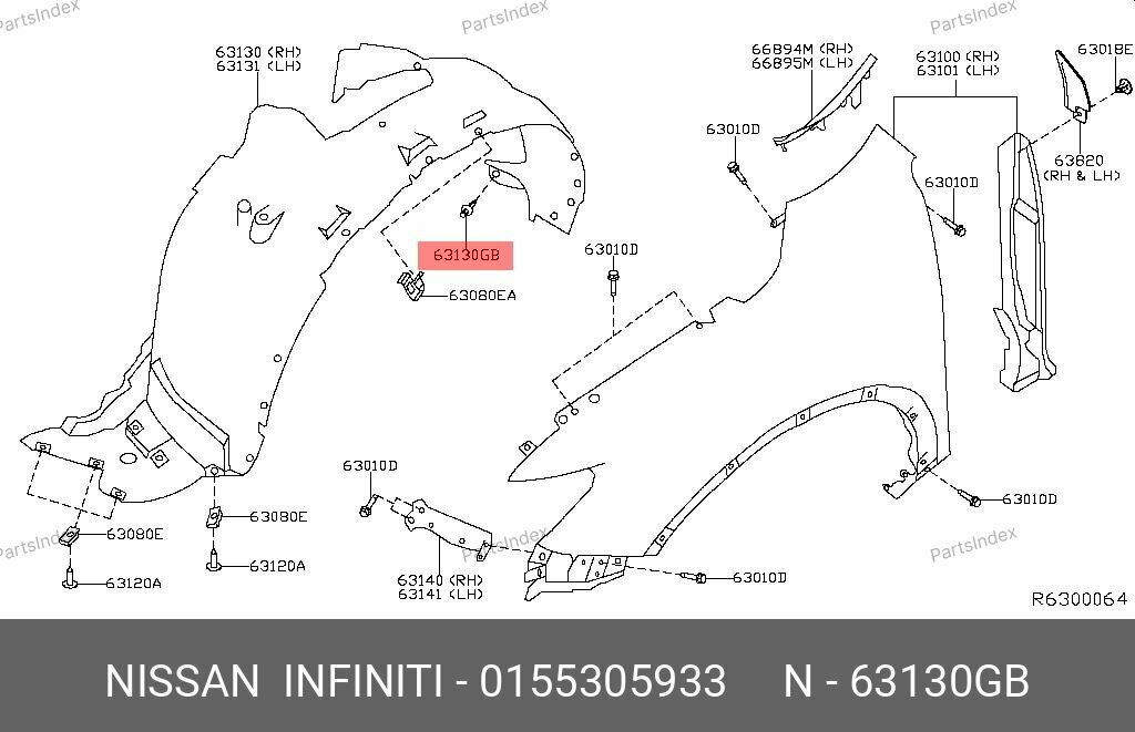 Клипса Nissan 0155305933, для автомобиля