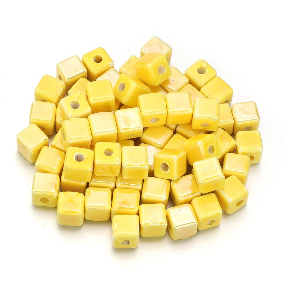 Керамические квадратные бусины 10 шт. Желтый, yellow