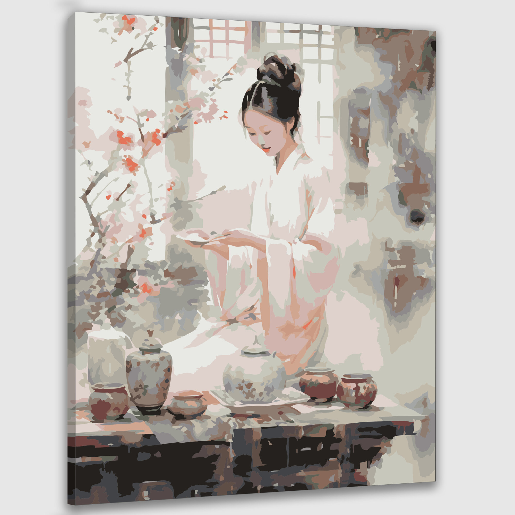 Картина по номерам 40x50 см, акварель, картина, китайская, чайная церемония, движения, жестикуляция, цвета, мазки
