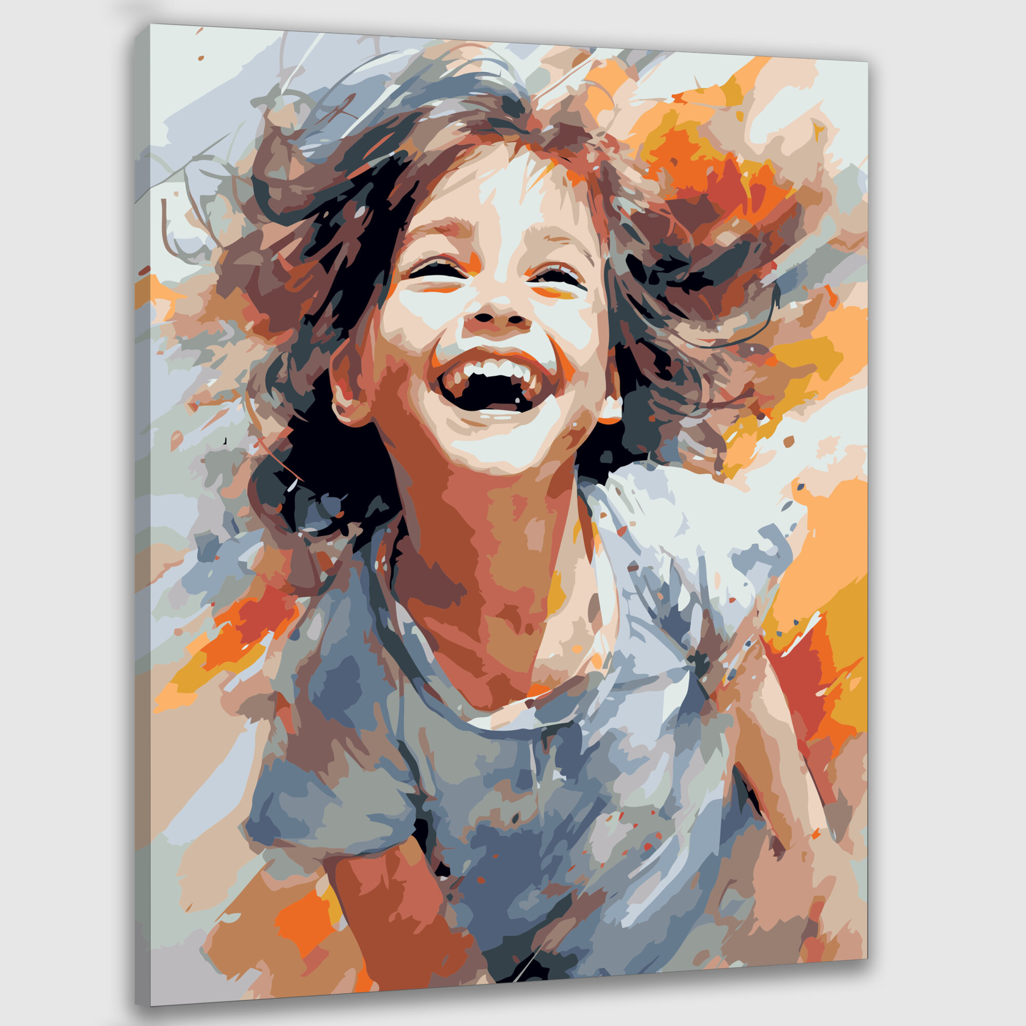 Картина по номерам 40x50 см, акварель, девушка, глаза, любопытство, волнение, мазки кисти, движение, текучесть